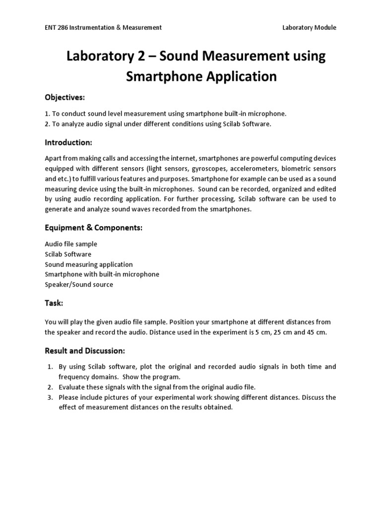 Laboratory 2 - Sound Measurement Using Smartphone Application | PDF ...