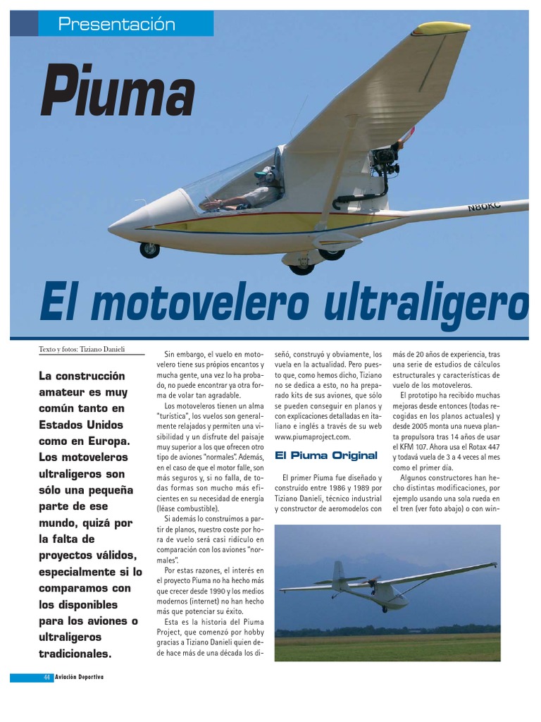 Motoveleros Ultraligeros: Proyecto Piuma | PDF | Avión | Aeronave