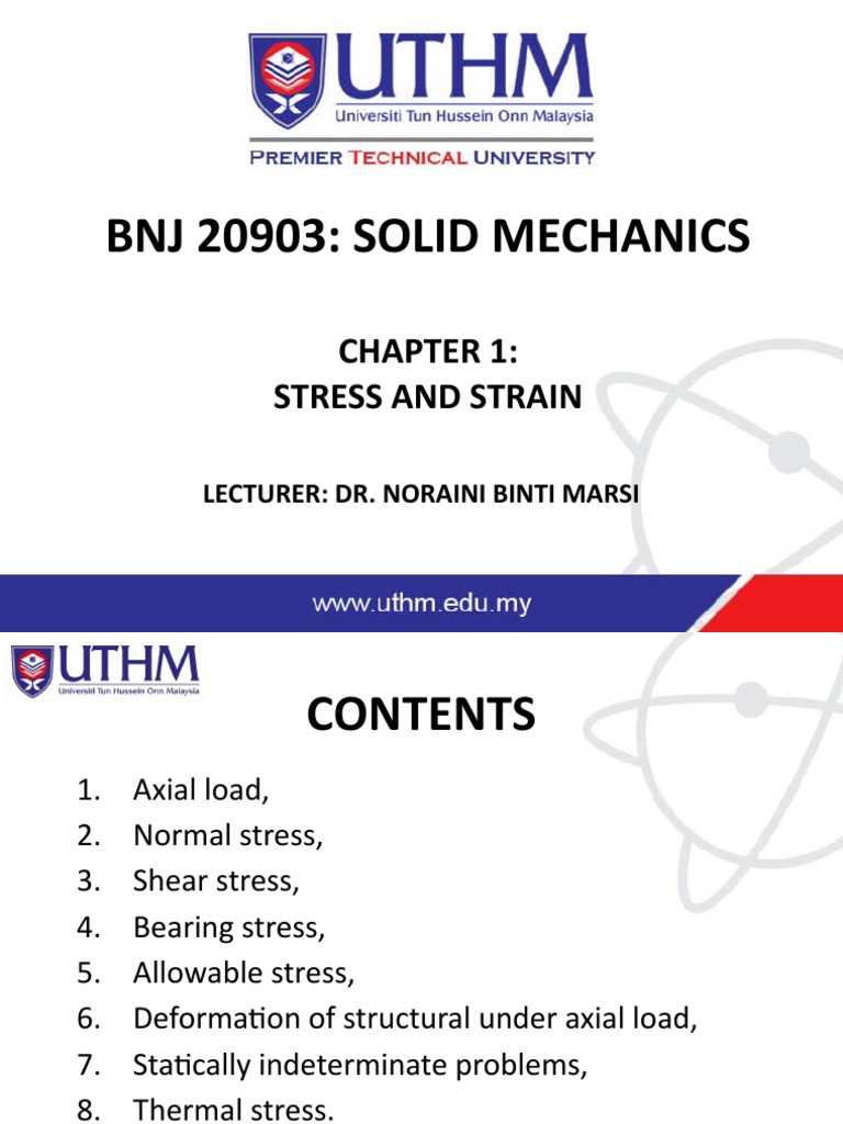 Chapter 1 - Stress and Strain | PDF | Stress (Mechanics) | Deformation ...