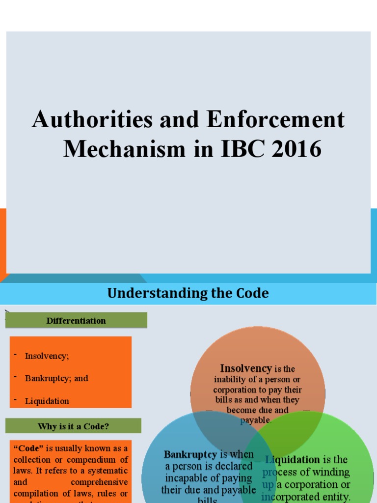 Authorities and Enforcement Mechanism in IBC 2016 | PDF | Bankruptcy ...