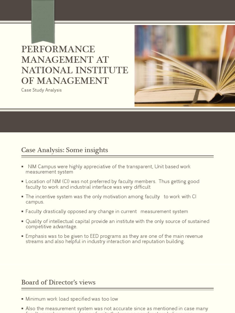 Performance Management at National Institute of Management: Case Study ...