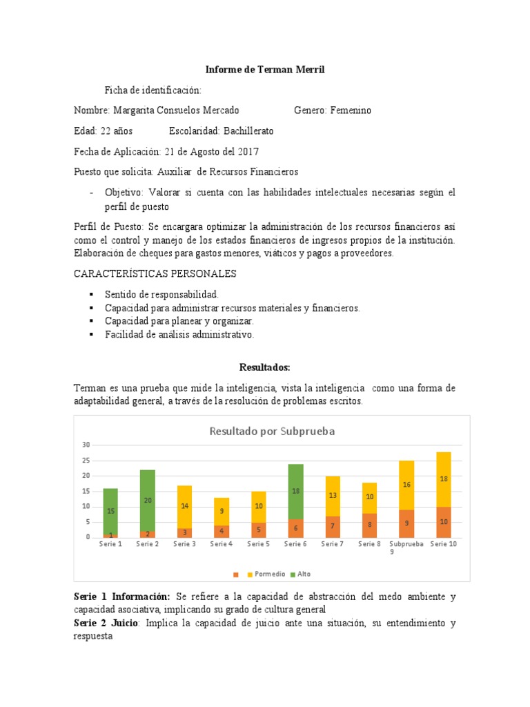 Informe Terman Merril | PDF | Inteligencia | Comprensión lectora