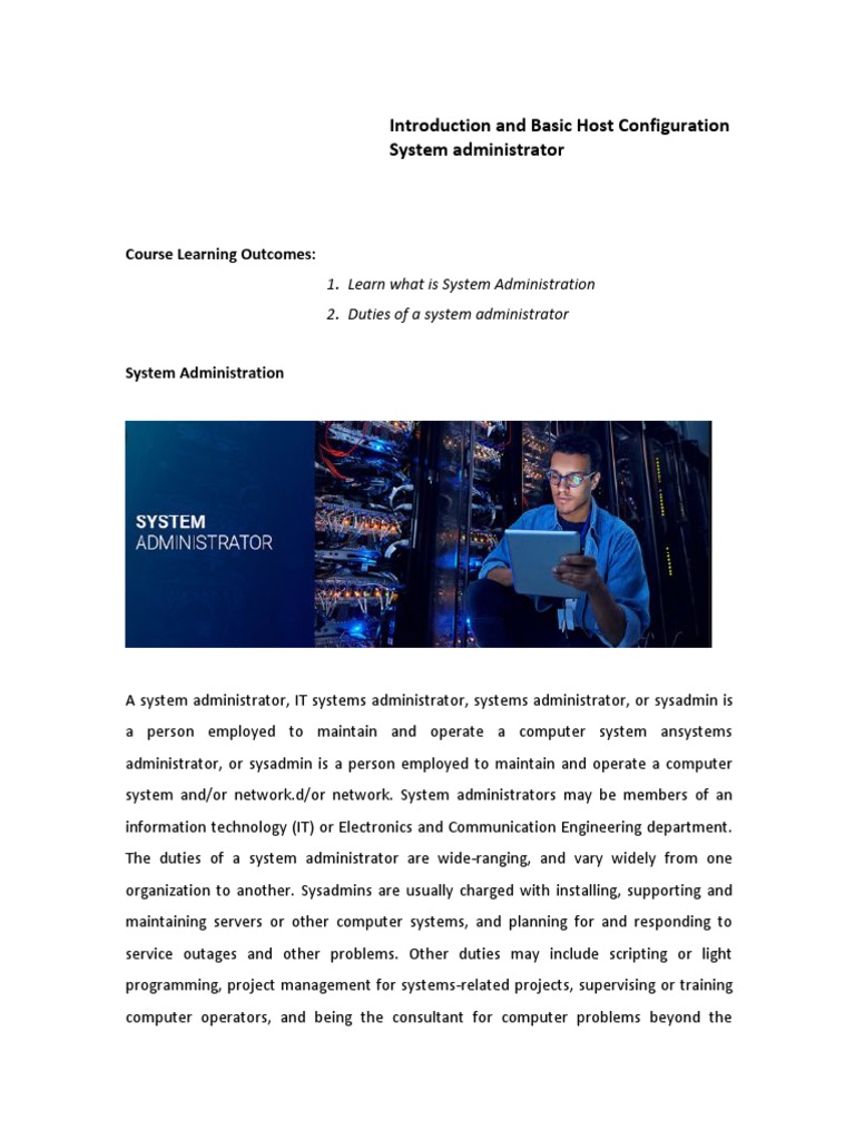 W1-System Administration | PDF | System Administrator | Information Technology