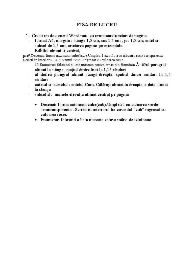 Fisa de Lucru TIC 4 | PDF