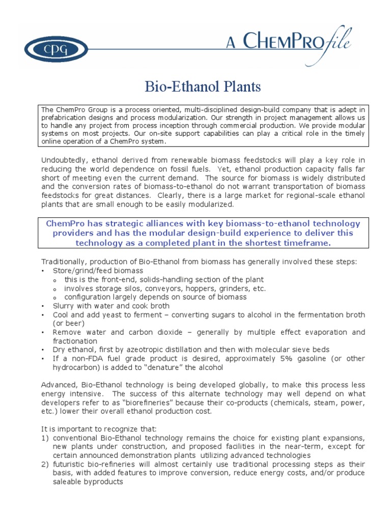 Bio Ethanol | PDF | Ethanol | Biomass