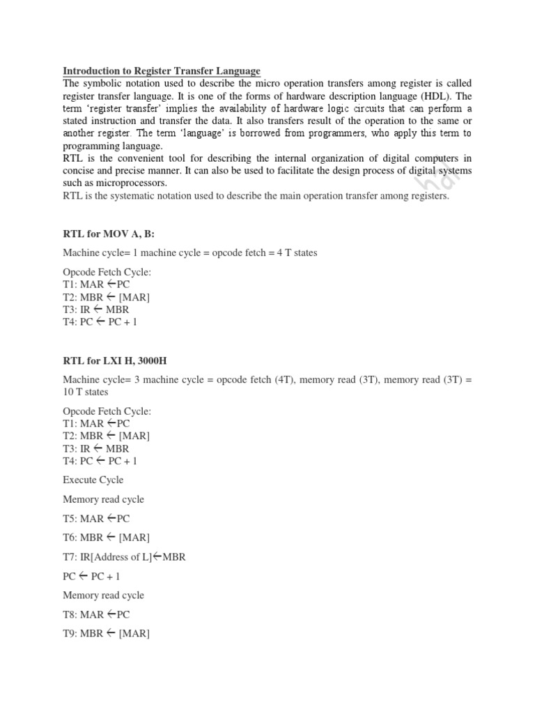 Introduction To Register Transfer Language | PDF