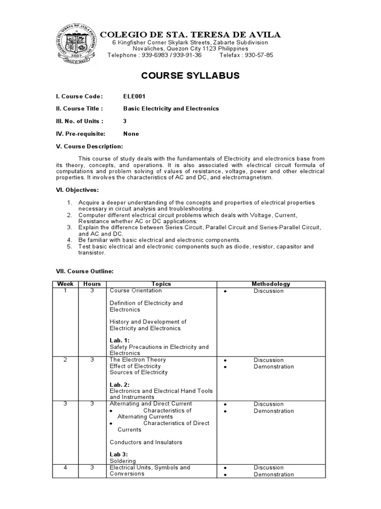 ELE001 - Basic Electricity and Electronics | PDF | Electrical Network ...