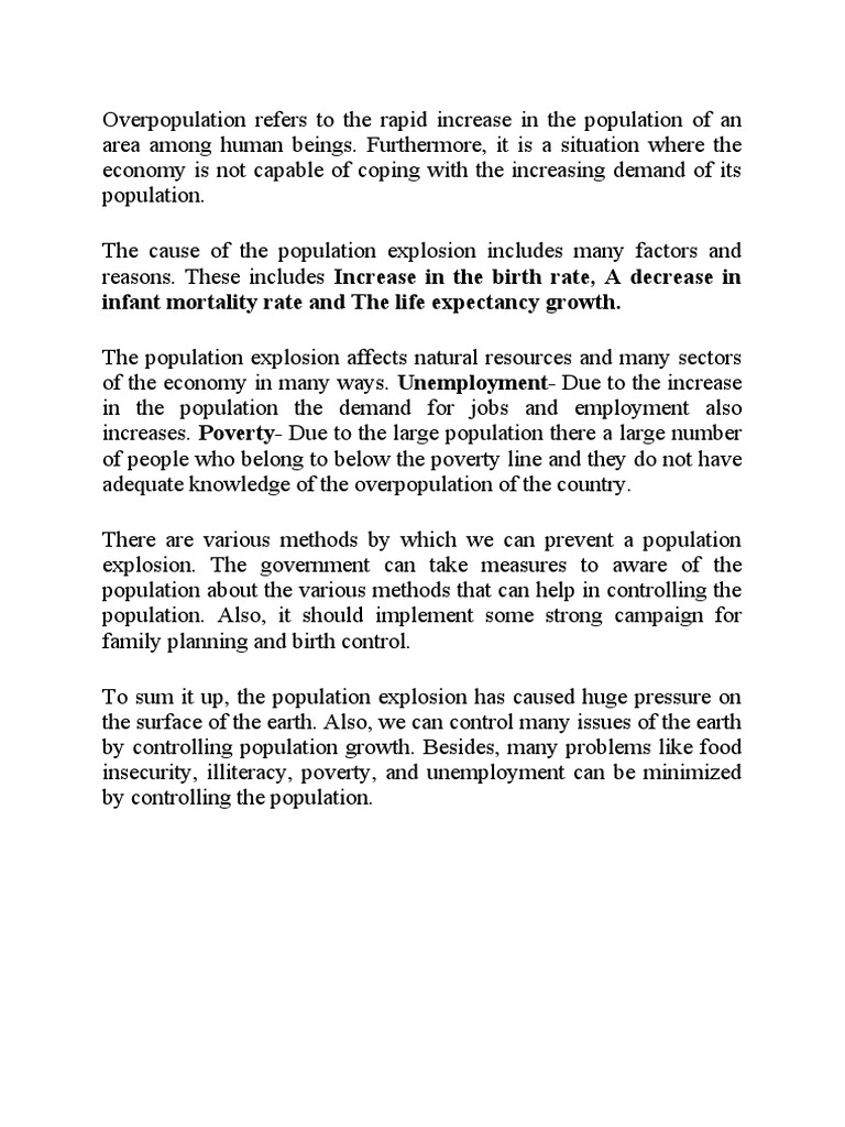 The Negative Impacts of Overpopulation and Methods to Control Rapid ...
