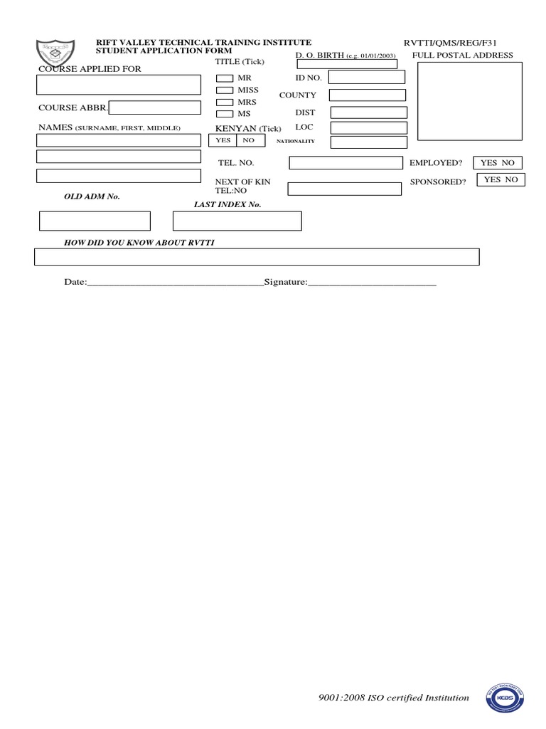 Rvtti Application Form 2021 | PDF