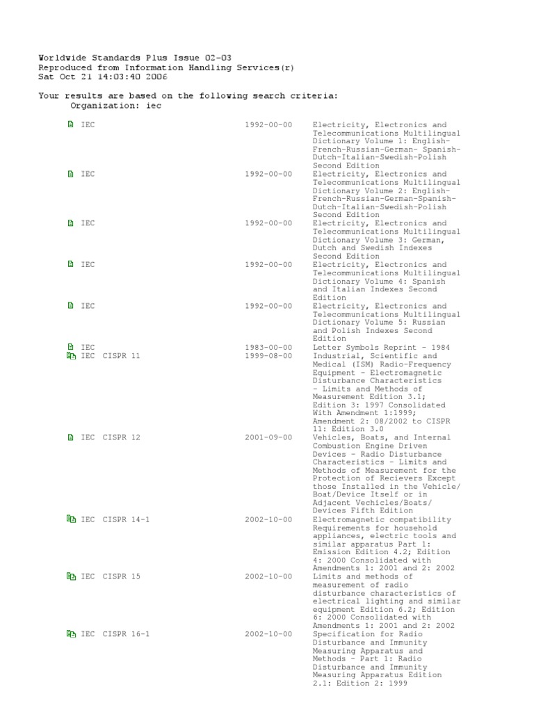 Iec List | PDF | Electric Motor | International Electrotechnical Commission