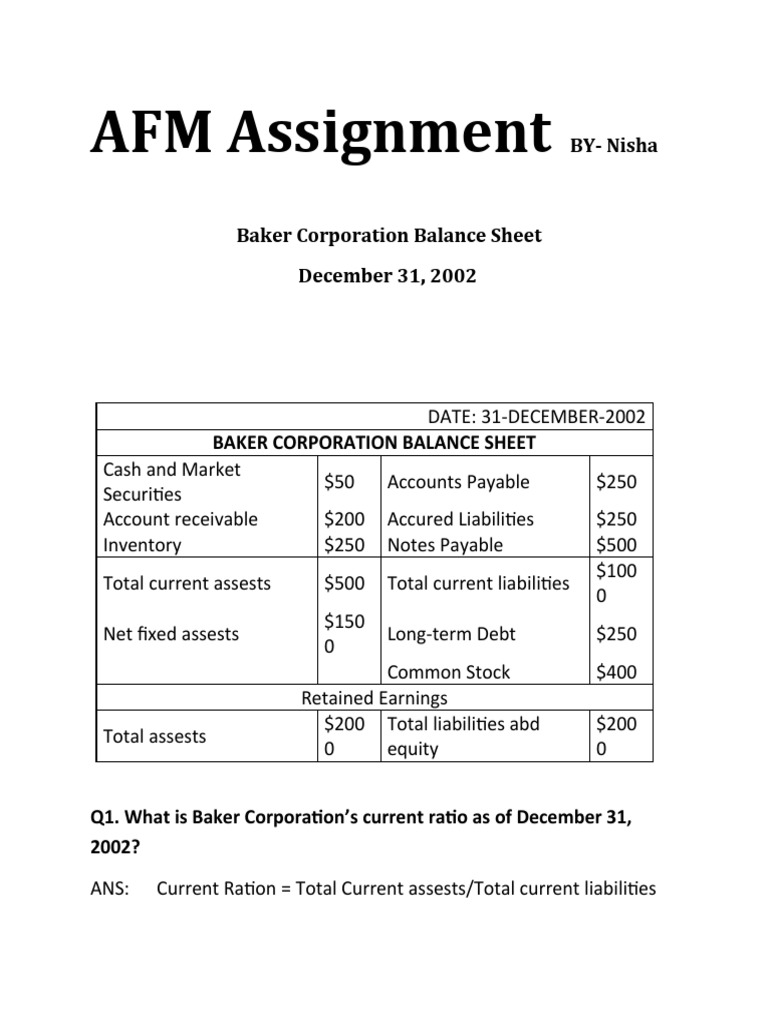 AFM Assignment | PDF