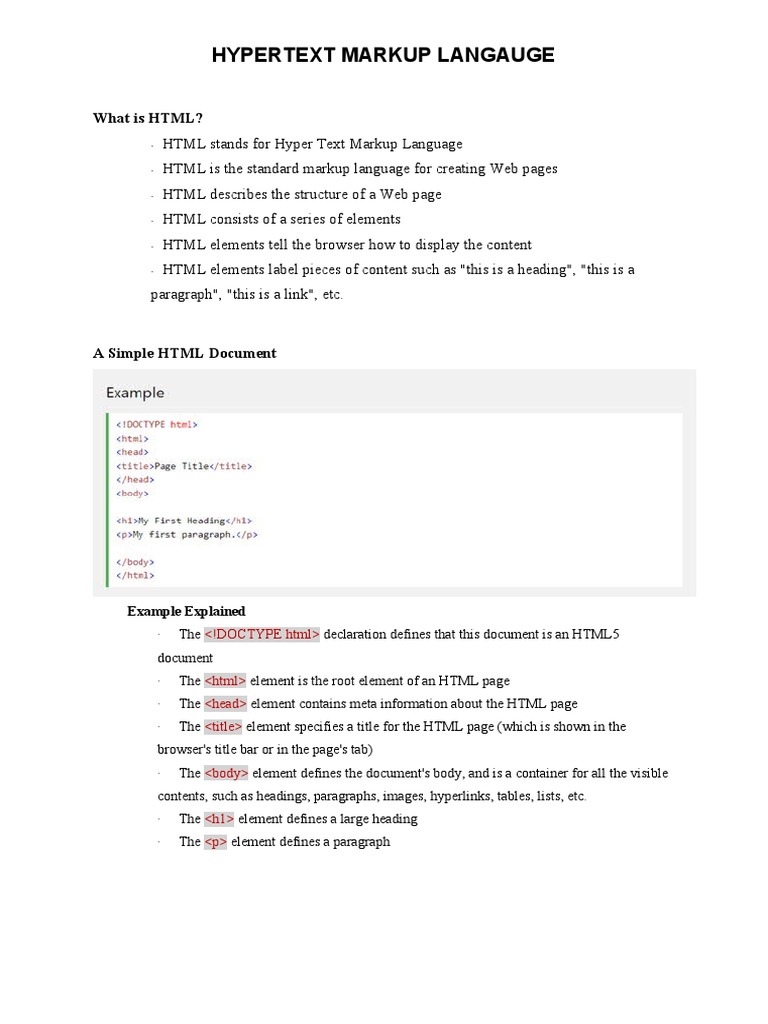 HTML Basics and Structure Guide | PDF