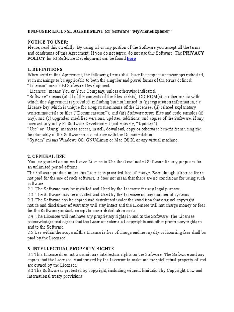 EULA - MyPhoneExplorer | Download Free PDF | License | Proprietary Software