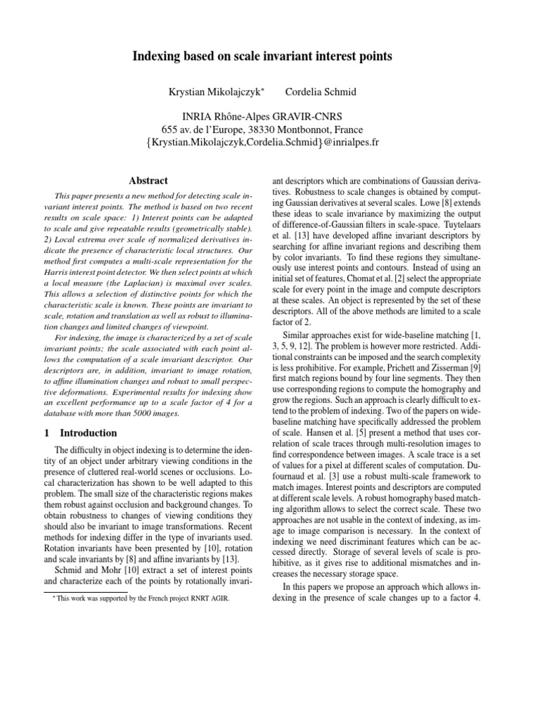 Indexing Based On Scale Invariant Interest Points | PDF | Applied Mathematics | Teaching Mathematics