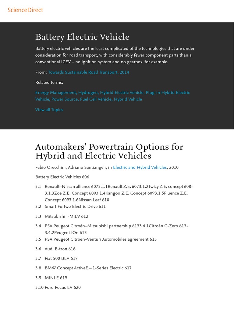 Battery Electric Vehicle: Automakers' Powertrain Options For Hybrid and ...