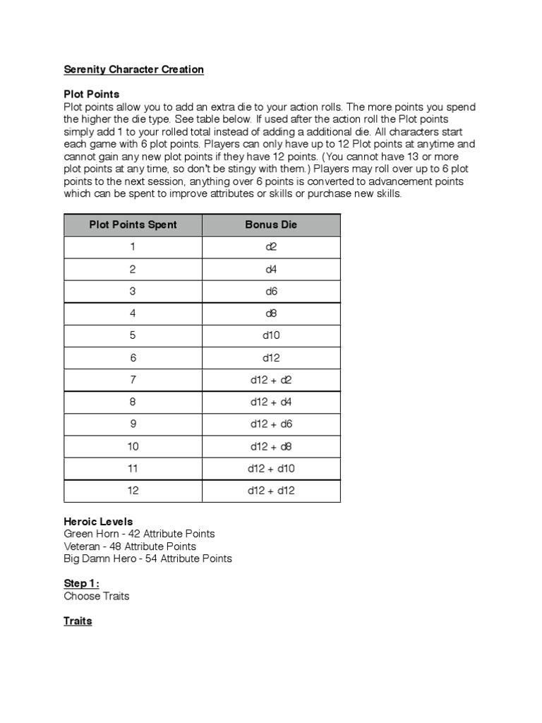 Serenity RPG Character Creation Guide | PDF | Senses