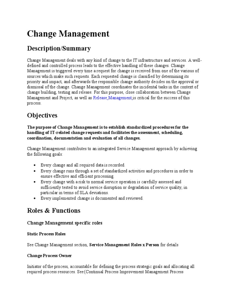 Change Management (ITIL Standard) | PDF | Change Management | Emergency