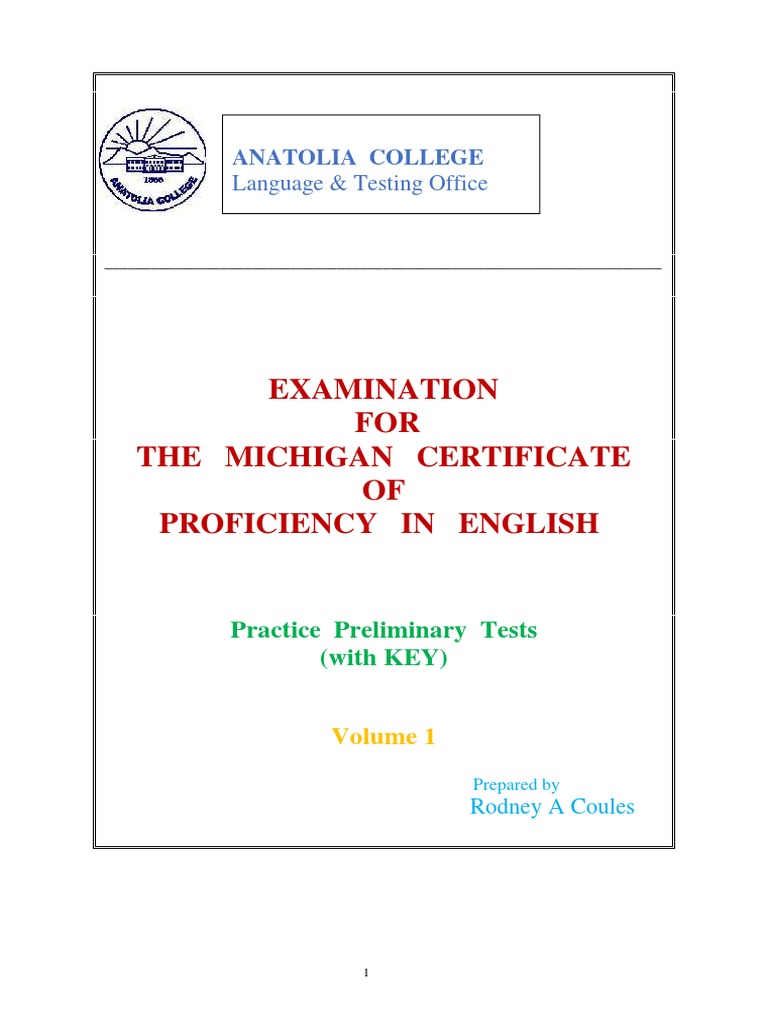 Practice Tests for the Michigan Certificate of Proficiency in English ...