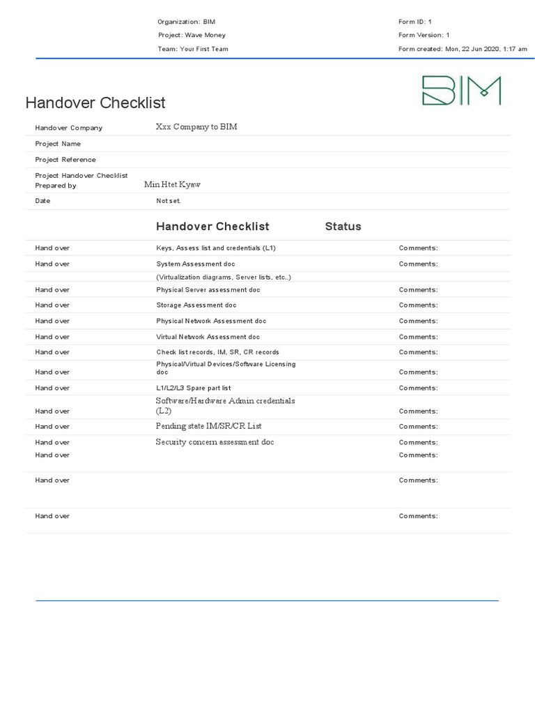 Service Handover Template | PDF | System Software | Computer Architecture
