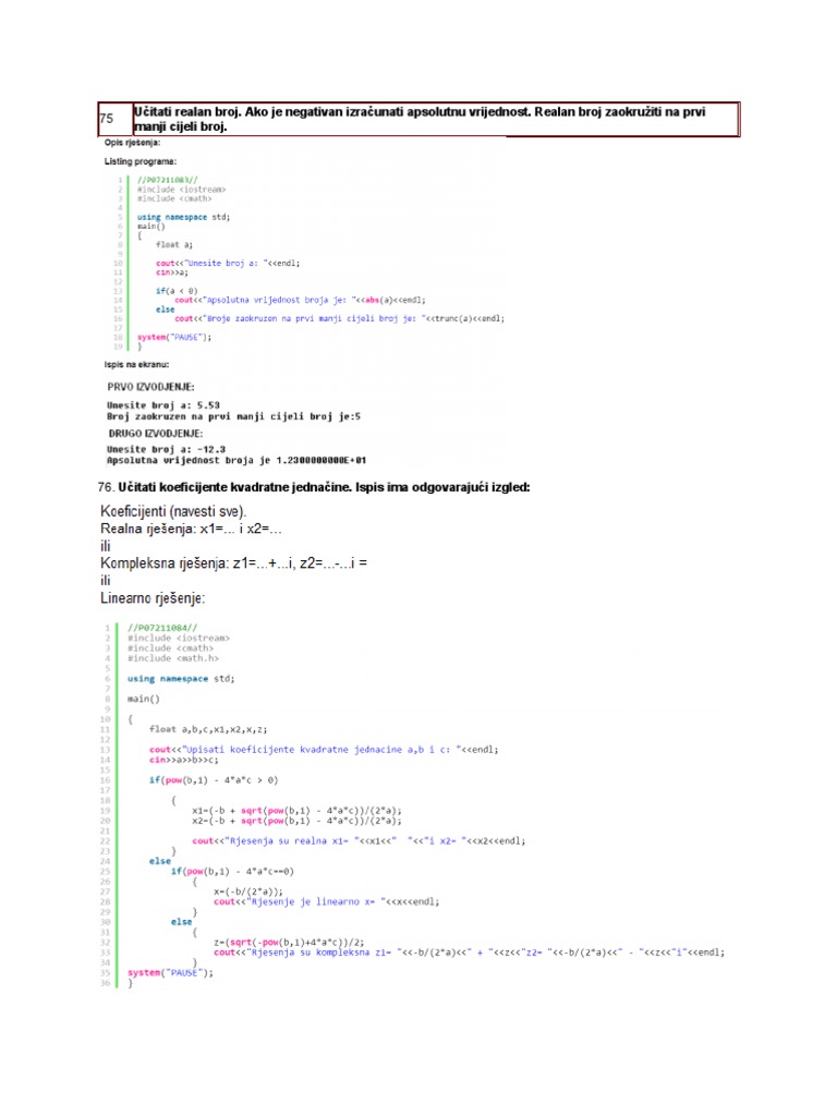 Učitati Realan Broj. Ako Je Negativan Izračunati Apsolutnu Vrijednost ...