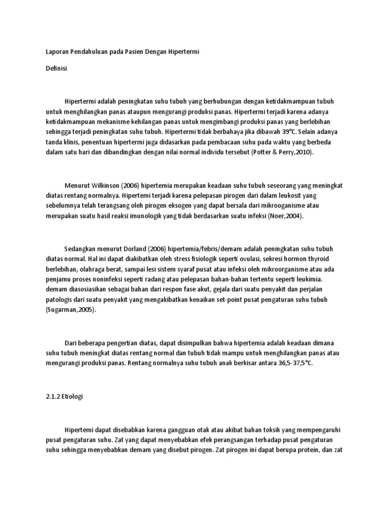 Laporan Pendahuluan Hipertermi | PDF