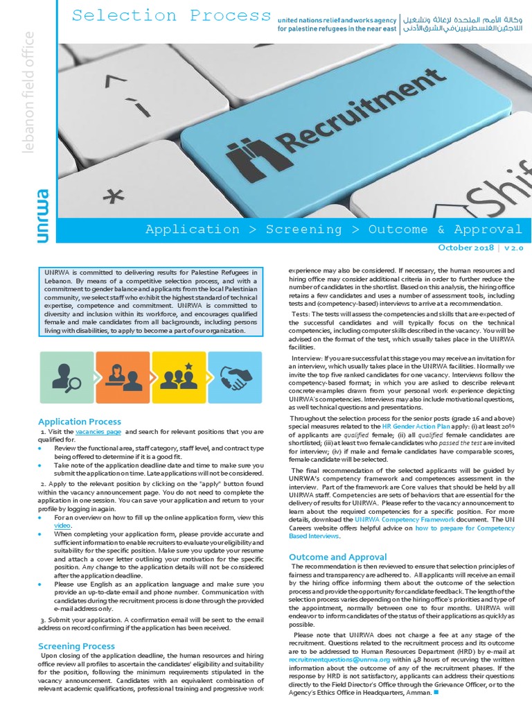 UNRWA Lebanon Recruitment Process Guide | PDF | Unrwa | Competence ...