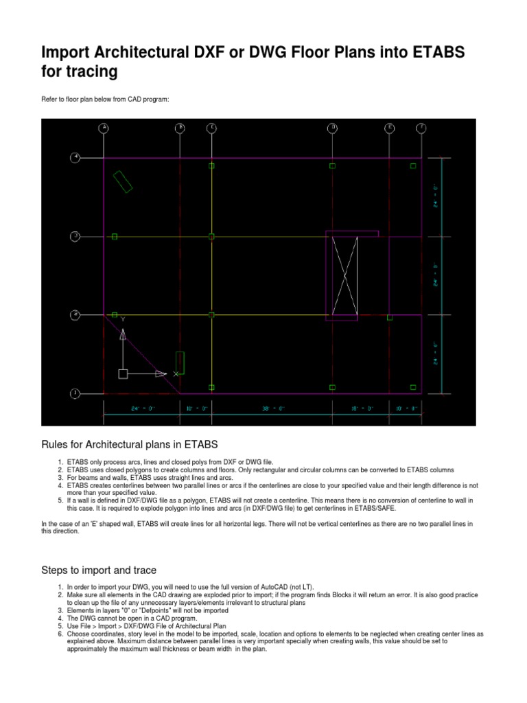Import Architectural DXF or DWG Floor Plans Into ETABS For Tracing ...
