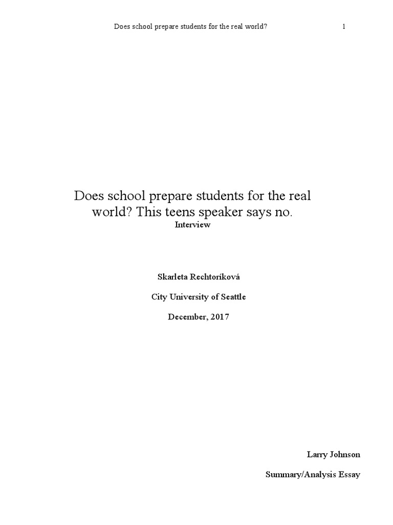 Does School Prepare Students For The Real World? This Teens Speaker ...