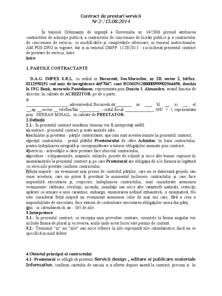 Contract de Prestari Servicii Editare | PDF
