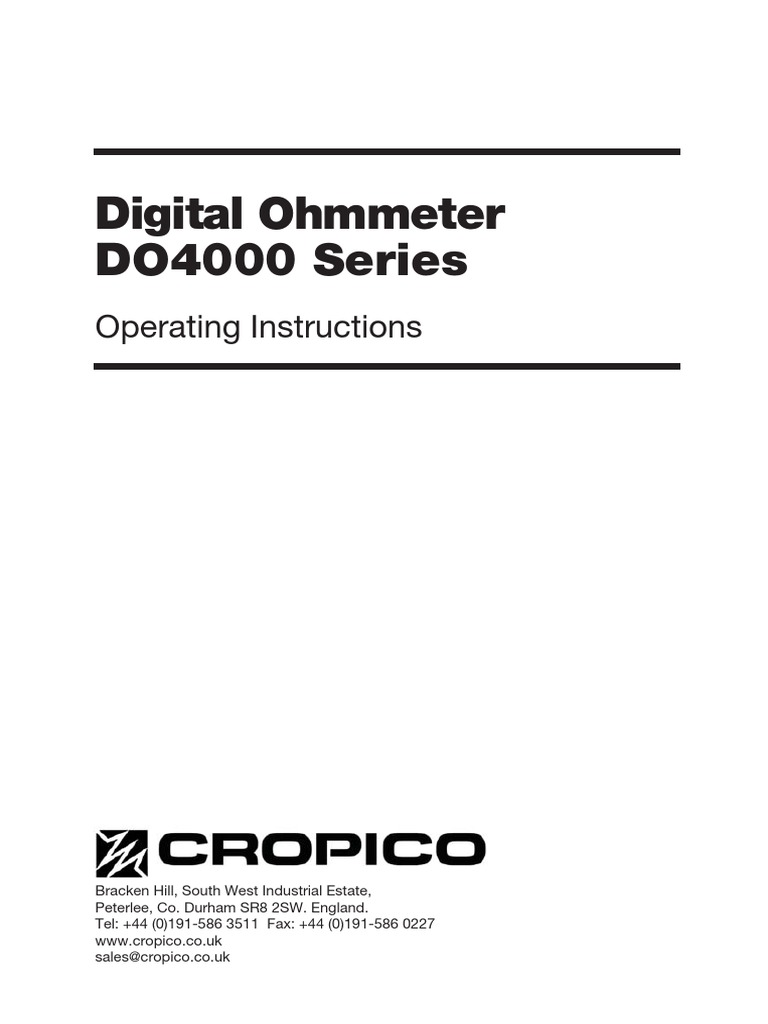 Digital Ohmmeter DO4000 Series: Operating Instructions | PDF | Fuse ...