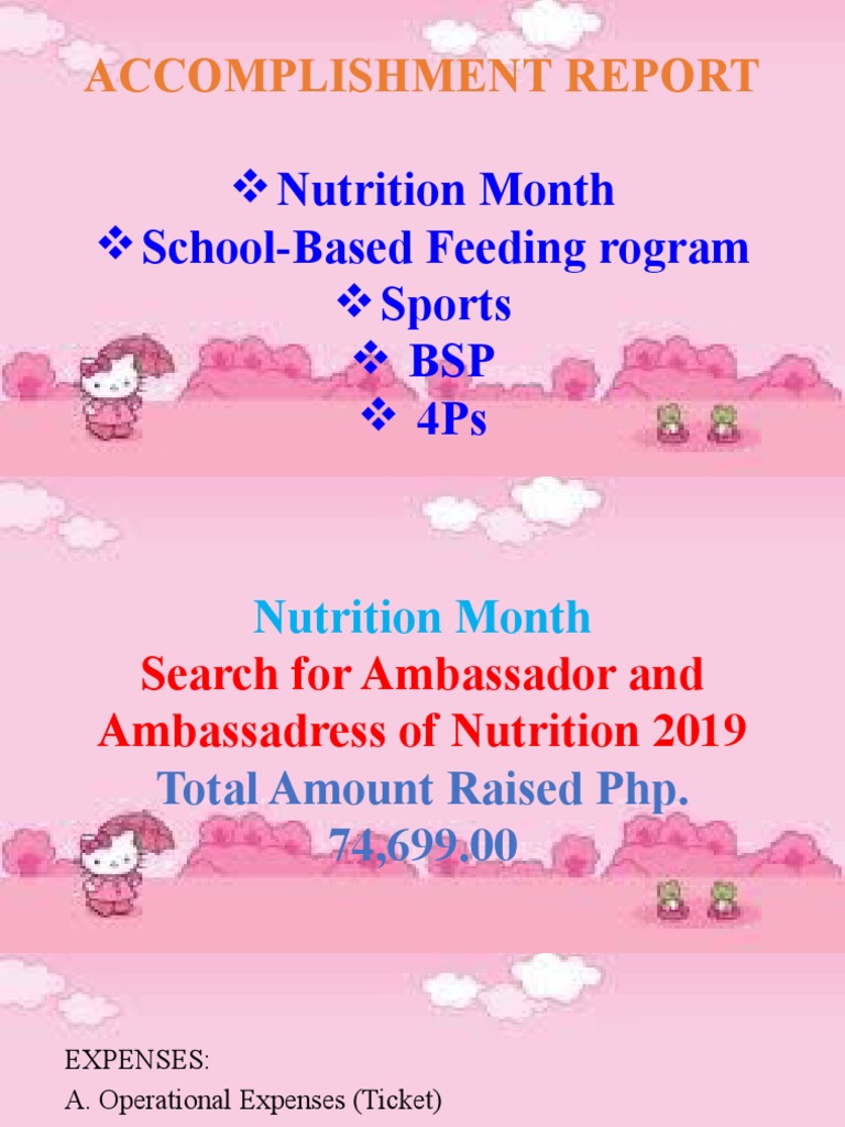 Accomplishment Report: Nutrition Month School-Based Feeding Rogram ...