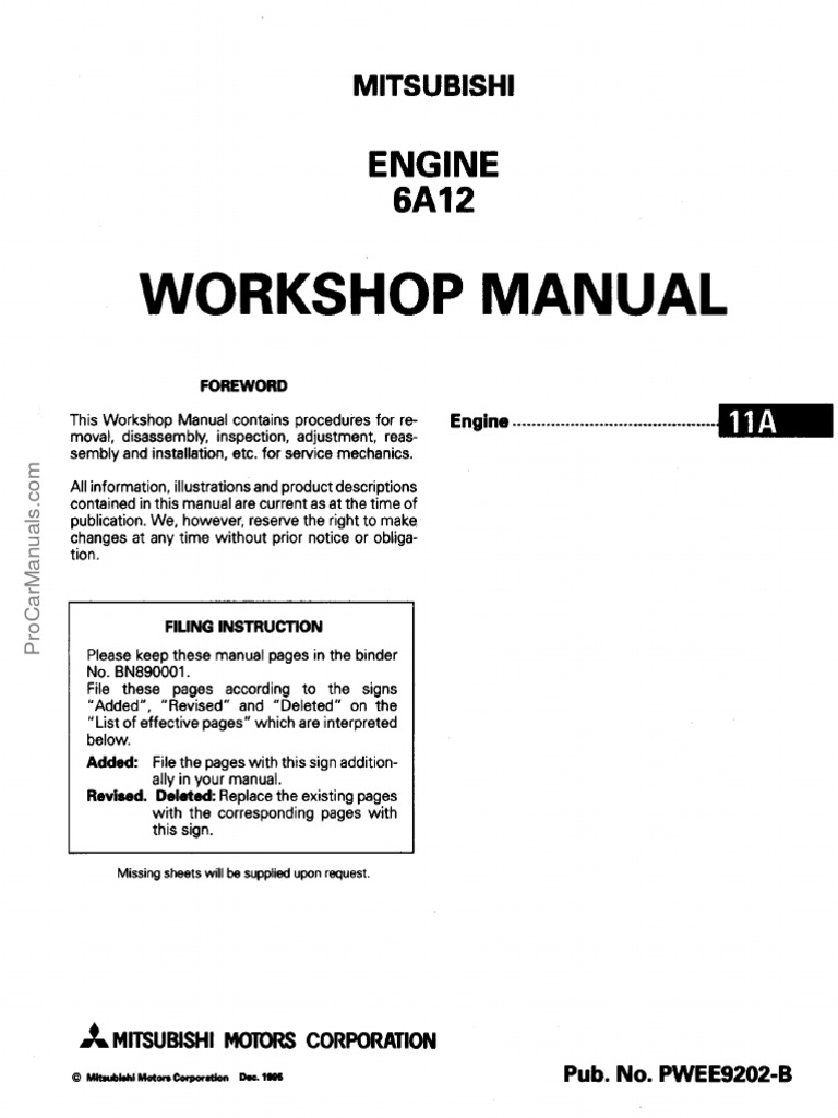 Mitsubishi 6A1 Engine Manual Update | PDF | Piston | Rotating Machines