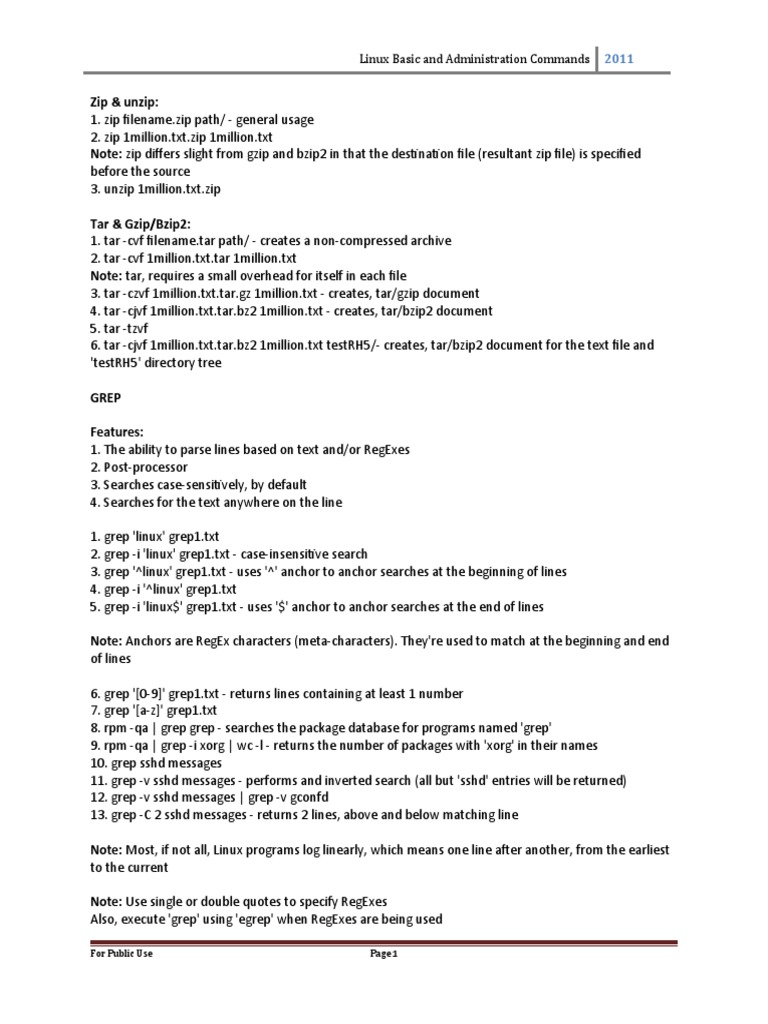 Linux Basic and Administration Commands: For Public Use | PDF | File ...