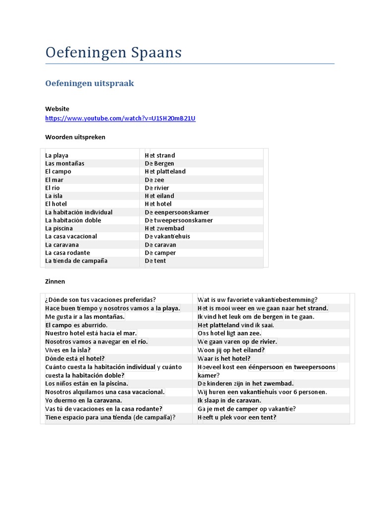 Oefeningen Spaans | PDF