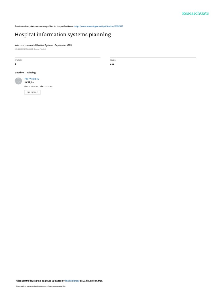 Hospital Information Systems Planning | PDF | Medical Diagnosis | System