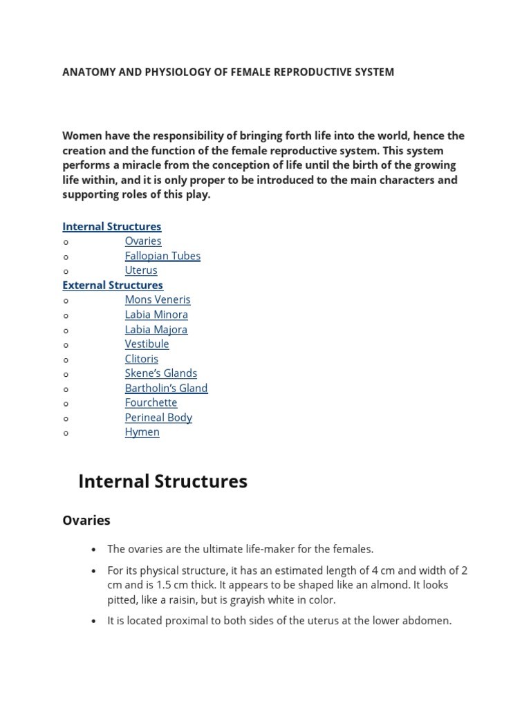 Anatomy and Physiology of Female Reproductive System | PDF | Labia | Vagina