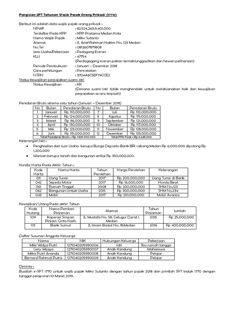 Contoh Kasus-E-Spt 1770 PDF | PDF