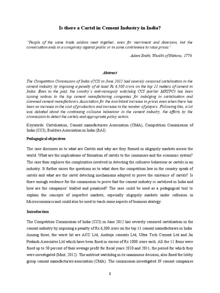 Cartel in Cement Industry | PDF | Competition Law | Cartel