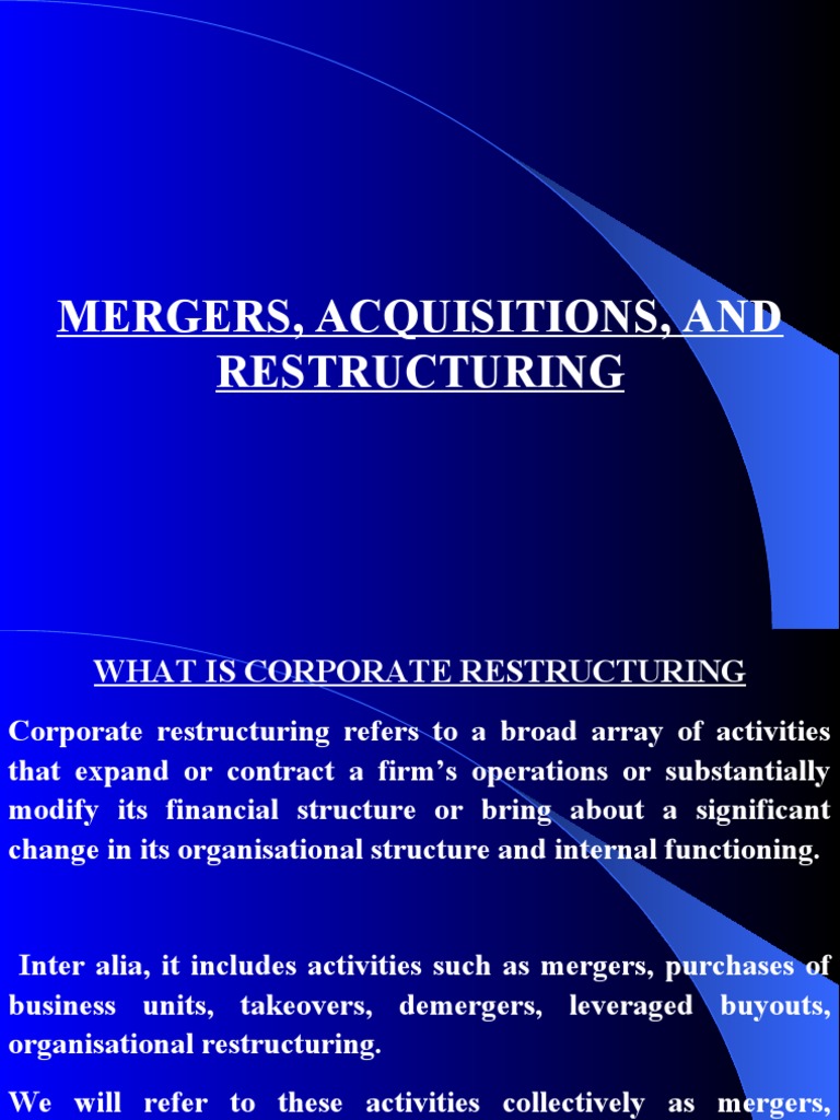 Mergers, Acquisitions, & Restructuring | PDF | Free Cash Flow | Mergers ...