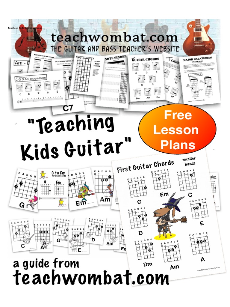 Kids Guitar Lesson Plans Guide | PDF | Chord (Music) | Entertainment ...