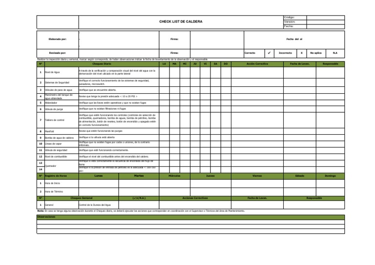 Checklist | PDF | Bomba | Energía y recursos