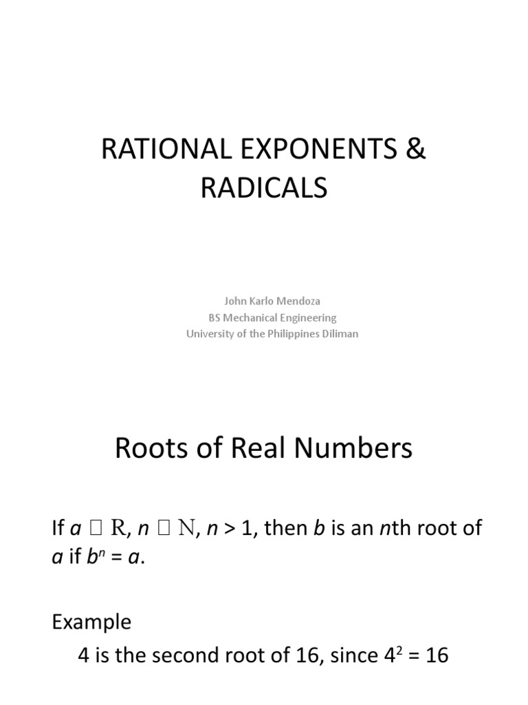 Rational Exponents and Radicals Explained | PDF | Exponentiation ...