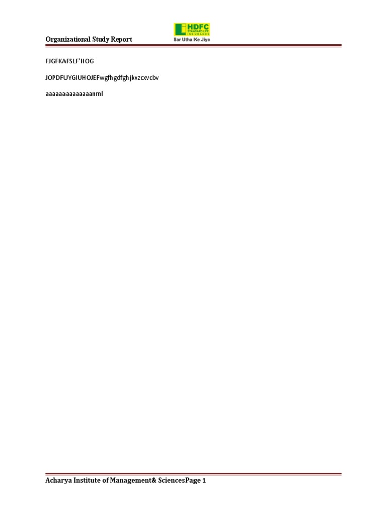 Organizational Study Report Overview | PDF | Wellness