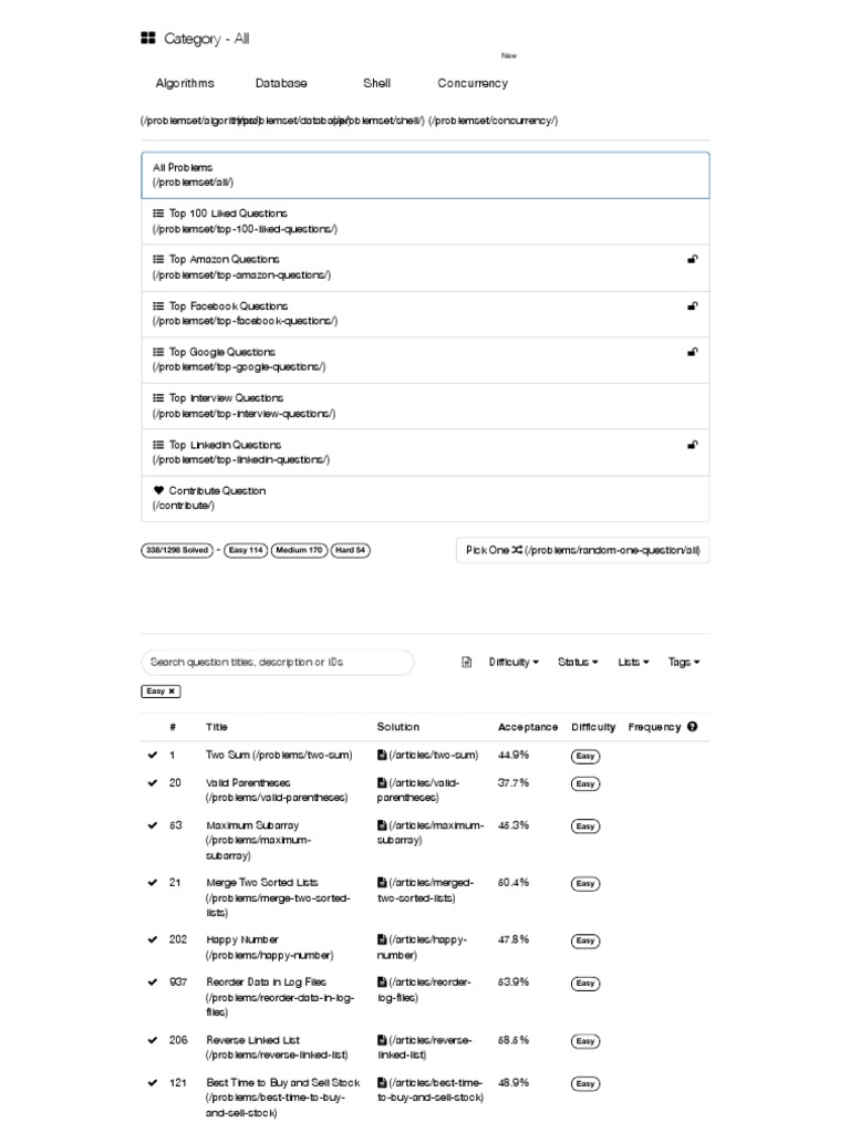 Easy Problems Leetcode Pdf String Computer Science Algorithms