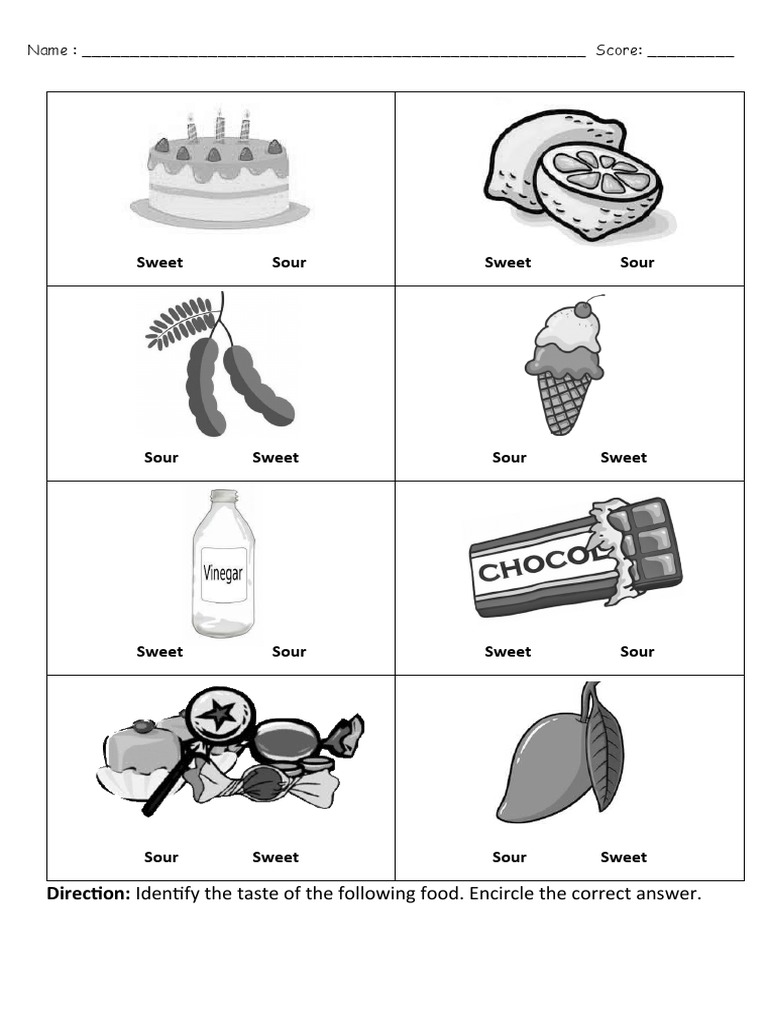 Sweet and Sour Worksheet | PDF