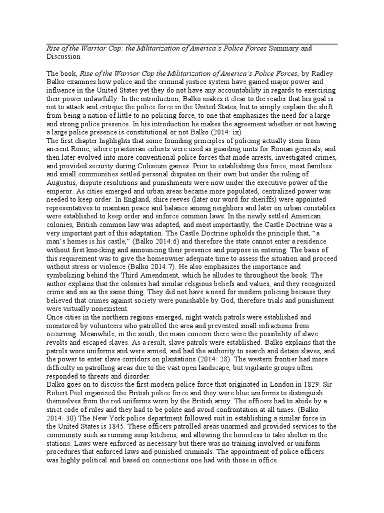 Rise of the Warrior Cop Summary | PDF | Swat | Police