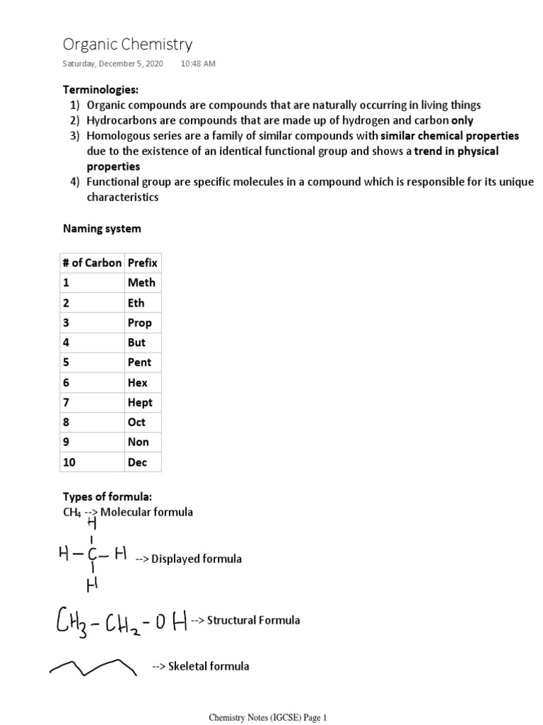 IGCSE Organic Chemistry Overview | PDF | Hydrolysis | Alkene