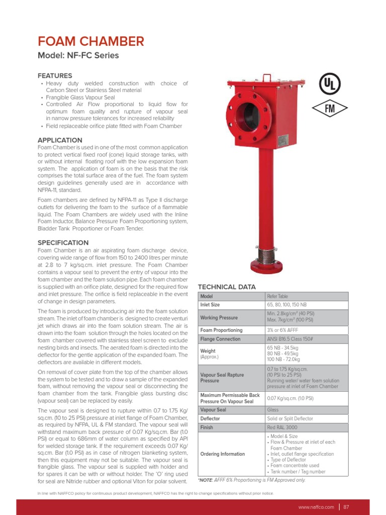 Foam Chamber: Model: NF-FC Series | Download Free PDF | Foam | Pipe ...