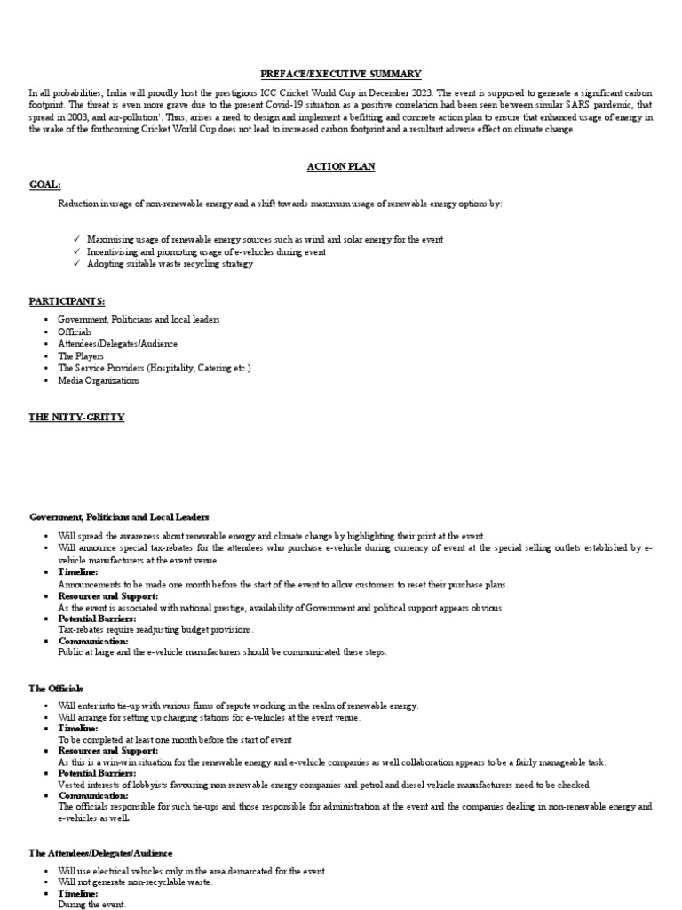 Action Plan Format | PDF | Renewable Energy | Carbon Footprint