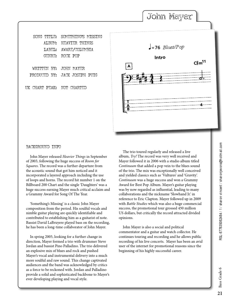 RSLBass G62018 Somethings Missing | PDF | Song Structure | Music Theory